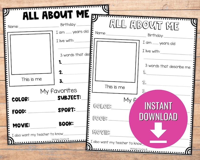 Student All About Me Questionnaire, Printable Back to School Activity ...