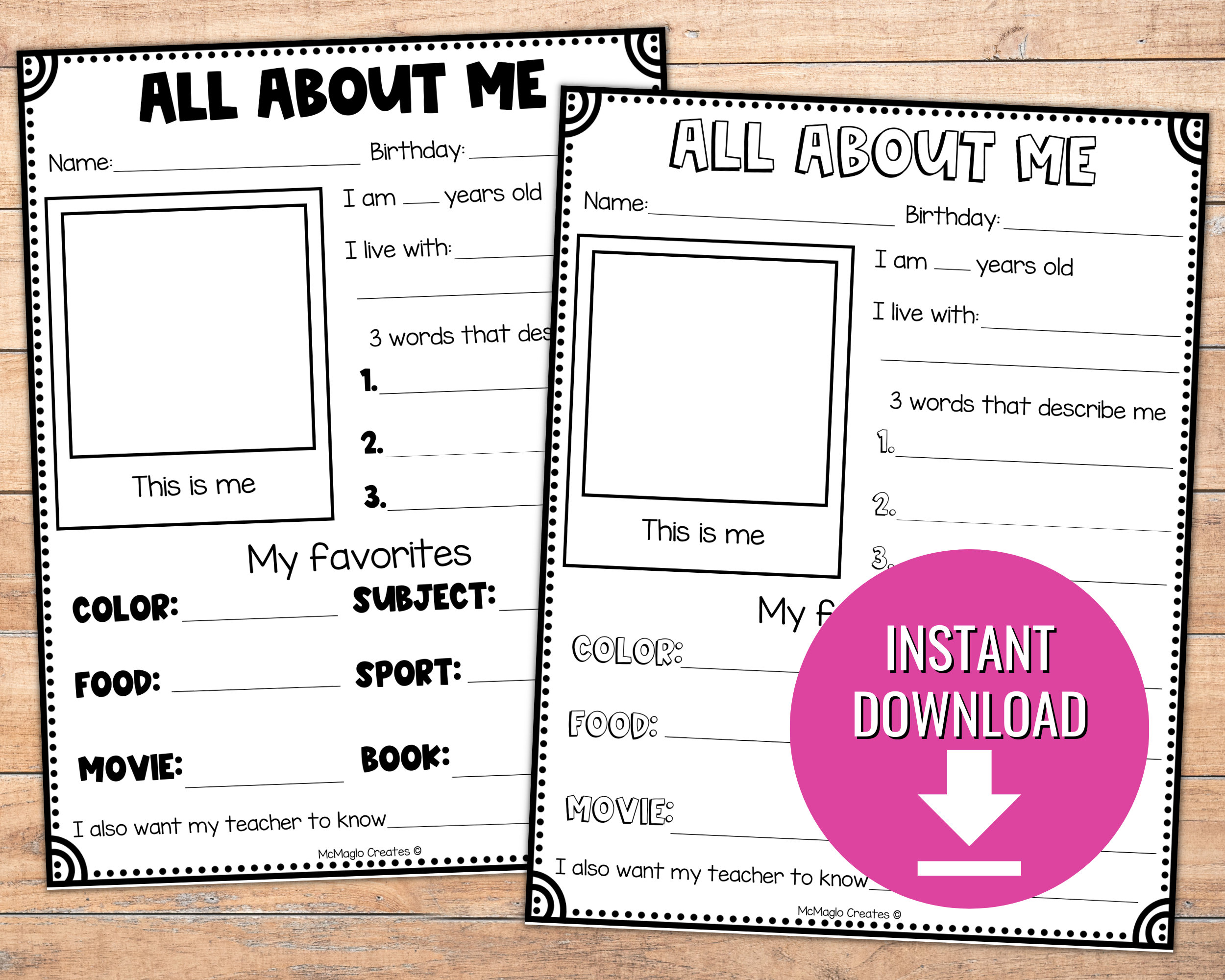 Student All About Me Questionnaire, Printable Back to School Activity ...