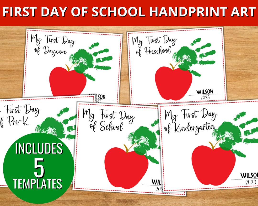 First Day of School Handprint Art, First Day Handprint Keepsake, First ...