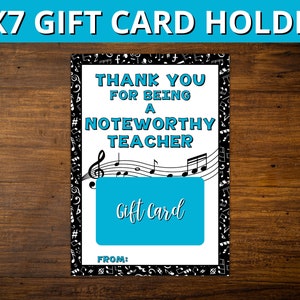 Music Teacher Appreciation Gift Card Holder, Music Teacher Appreciation ...
