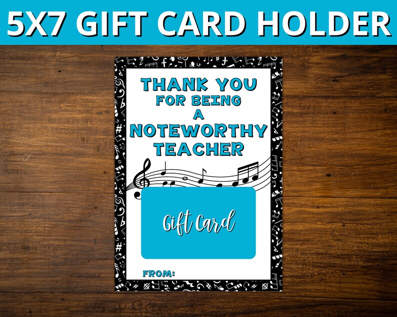 Music Teacher Appreciation Gift Card Holder Music Teacher - Etsy