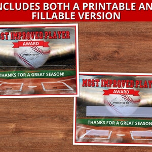 Baseball Award Certificates, End of Season Baseball Award Certificates ...