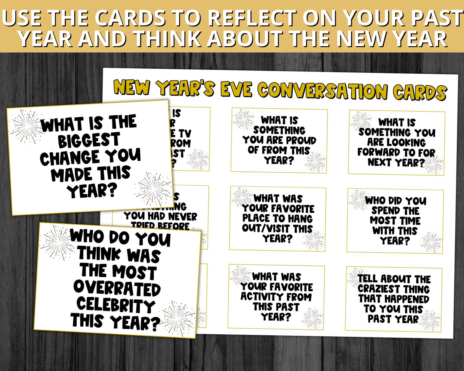 New Year's Eve Conversation Cards, New Year's Eve Party Game, New Year ...