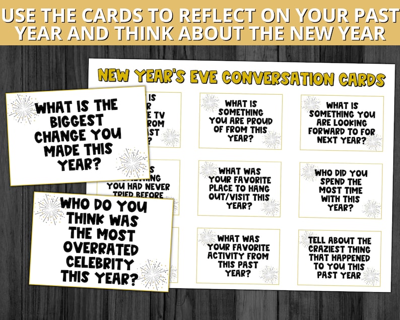 New Year's Eve Conversation Cards, New Year's Eve Party Game, New Year ...