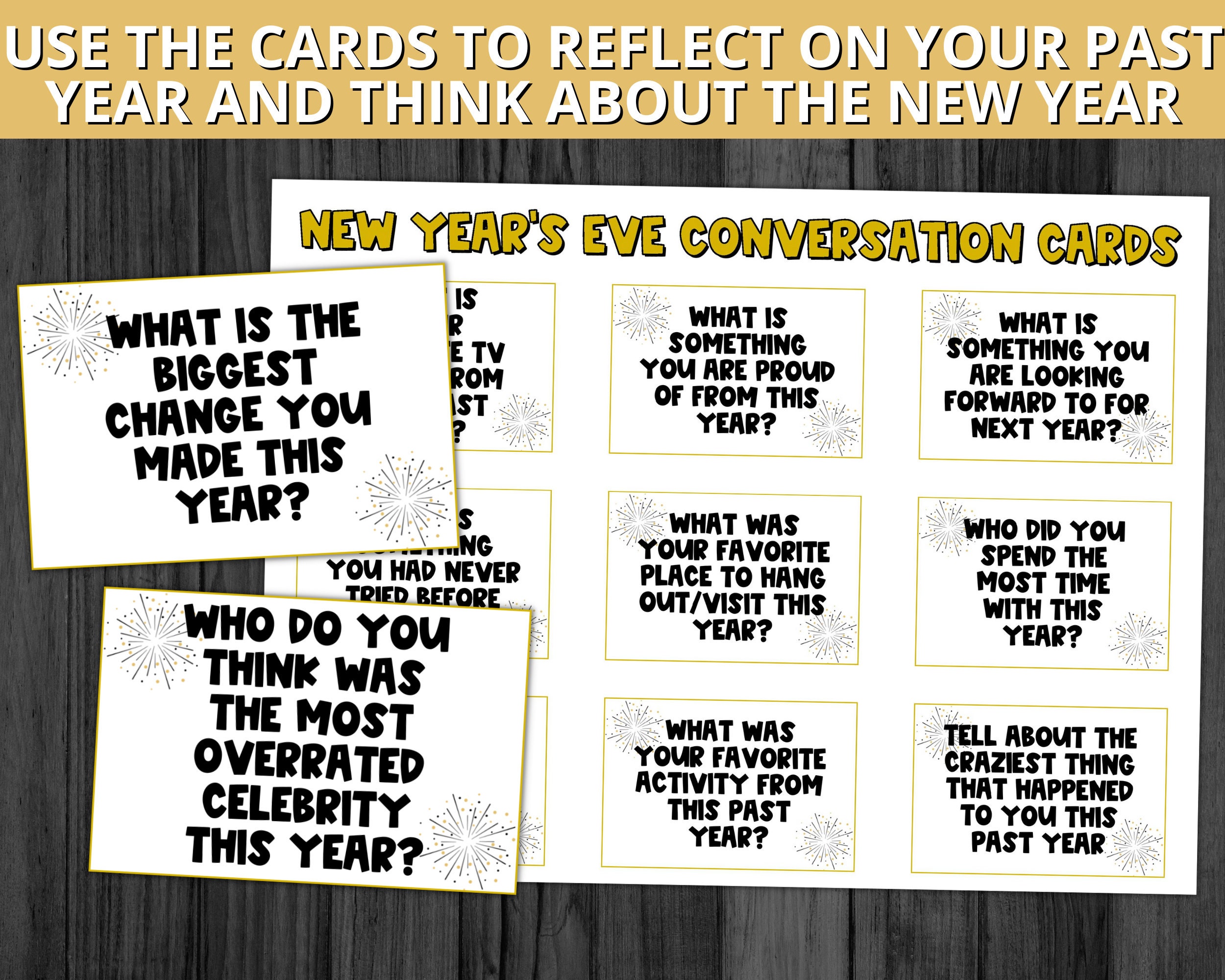 New Year's Eve Conversation Cards, New Year's Eve Party Game, New Year ...