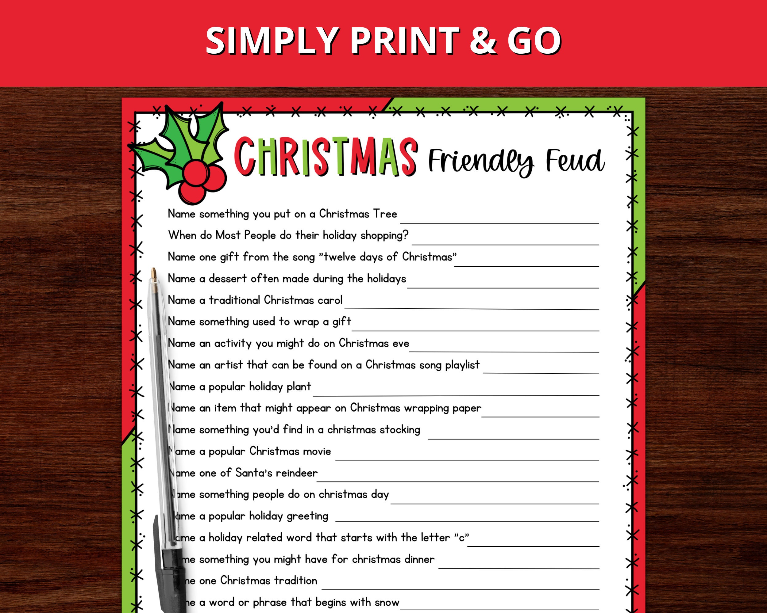 Christmas Friendly Feud Game, Holiday Friendly Feud, Christmas Trivia ...