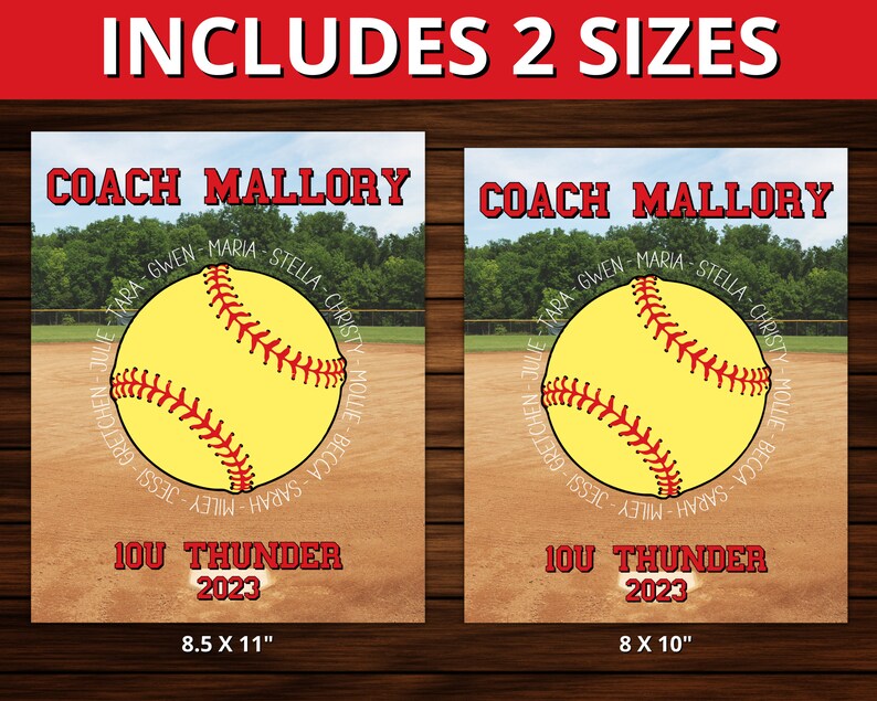 Custom Softball Coach Gift, Thank You Softball Coach Printable ...