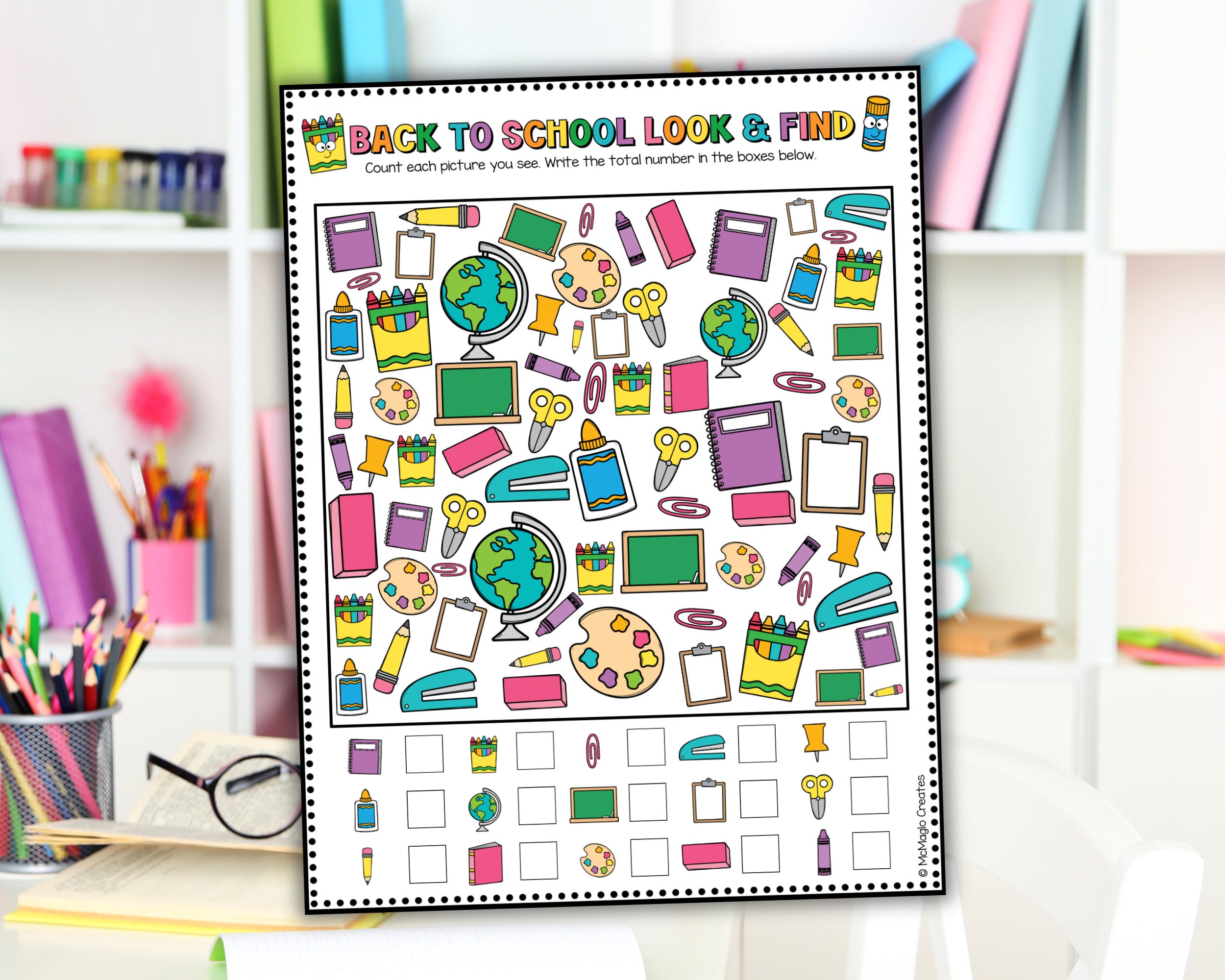 Back to School I Spy Activity for Kids, Back to School Printable, Back ...