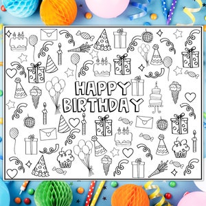 Birthday Doodles Coloring Page, Happy Birthday Coloring Sheet ...