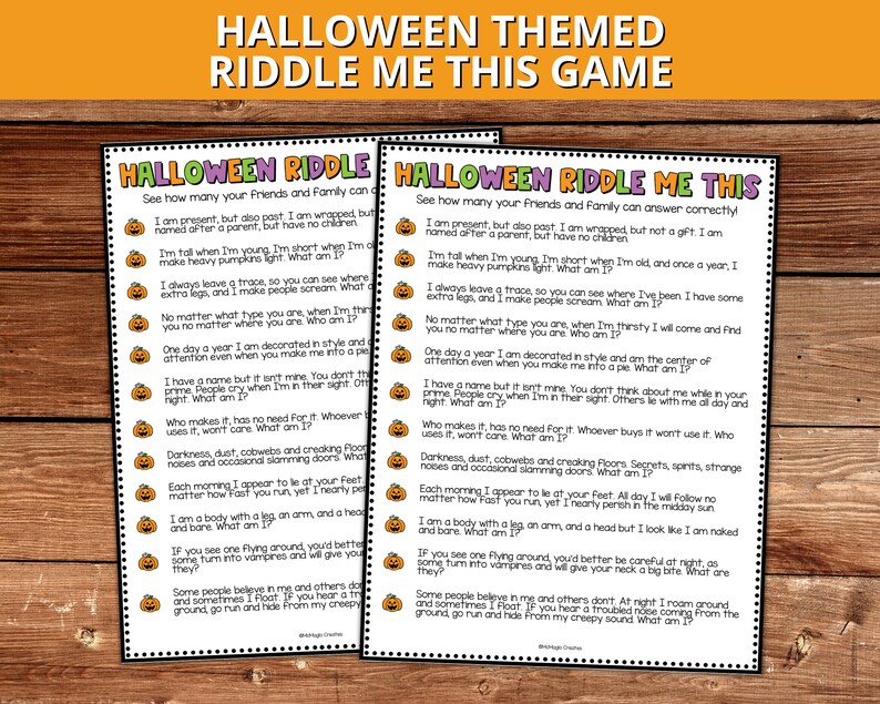Halloween Riddle Me This Halloween Trivia Game Kids - Etsy