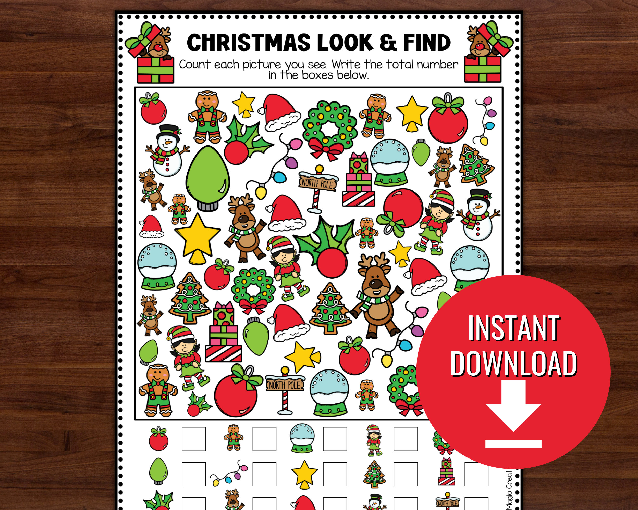 Christmas Look and Find Game, Kids Christmas Activity, Christmas I Spy ...