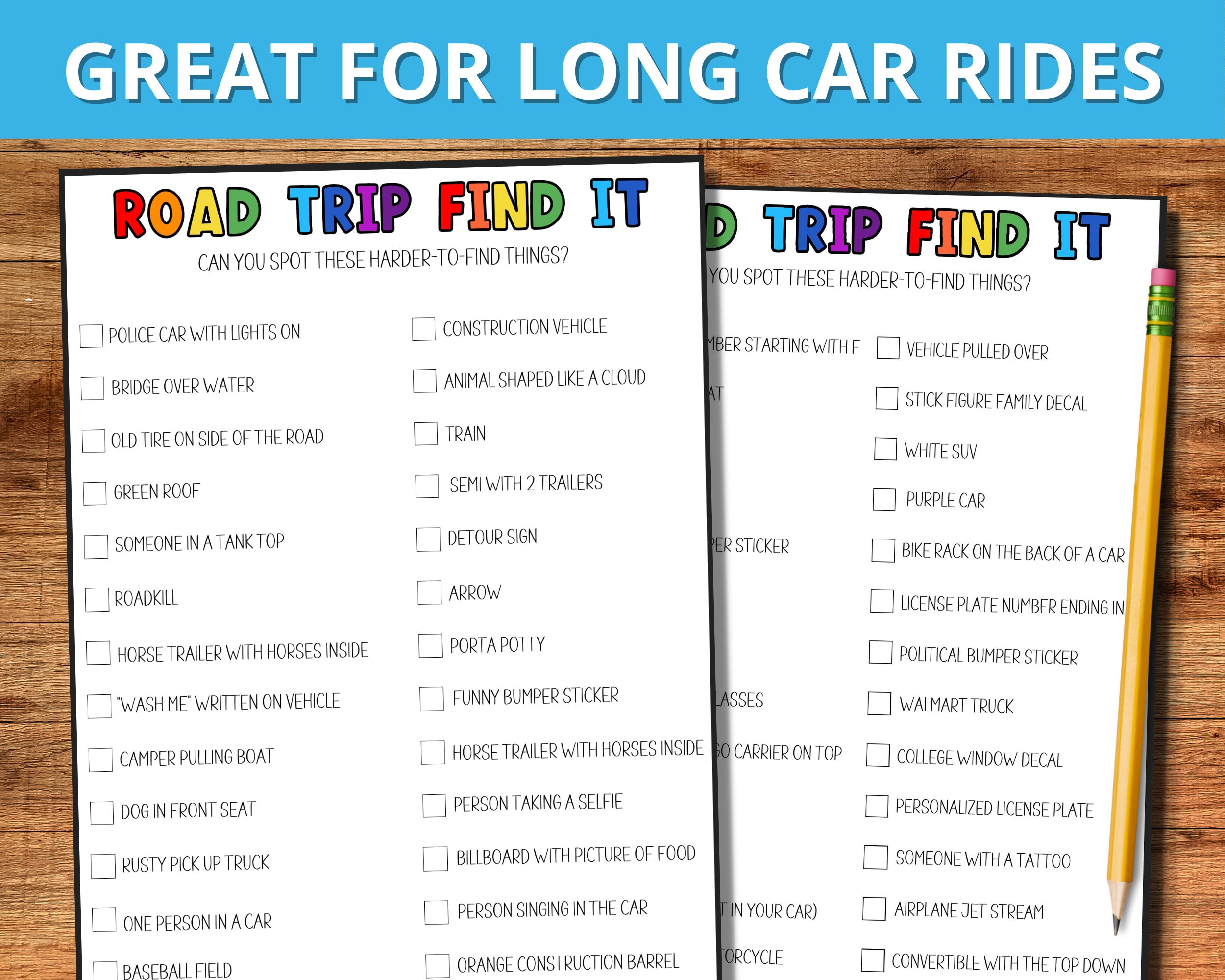 Road Trip Find It Game, Scavenger Hunt Printable for Kids, Car Ride ...