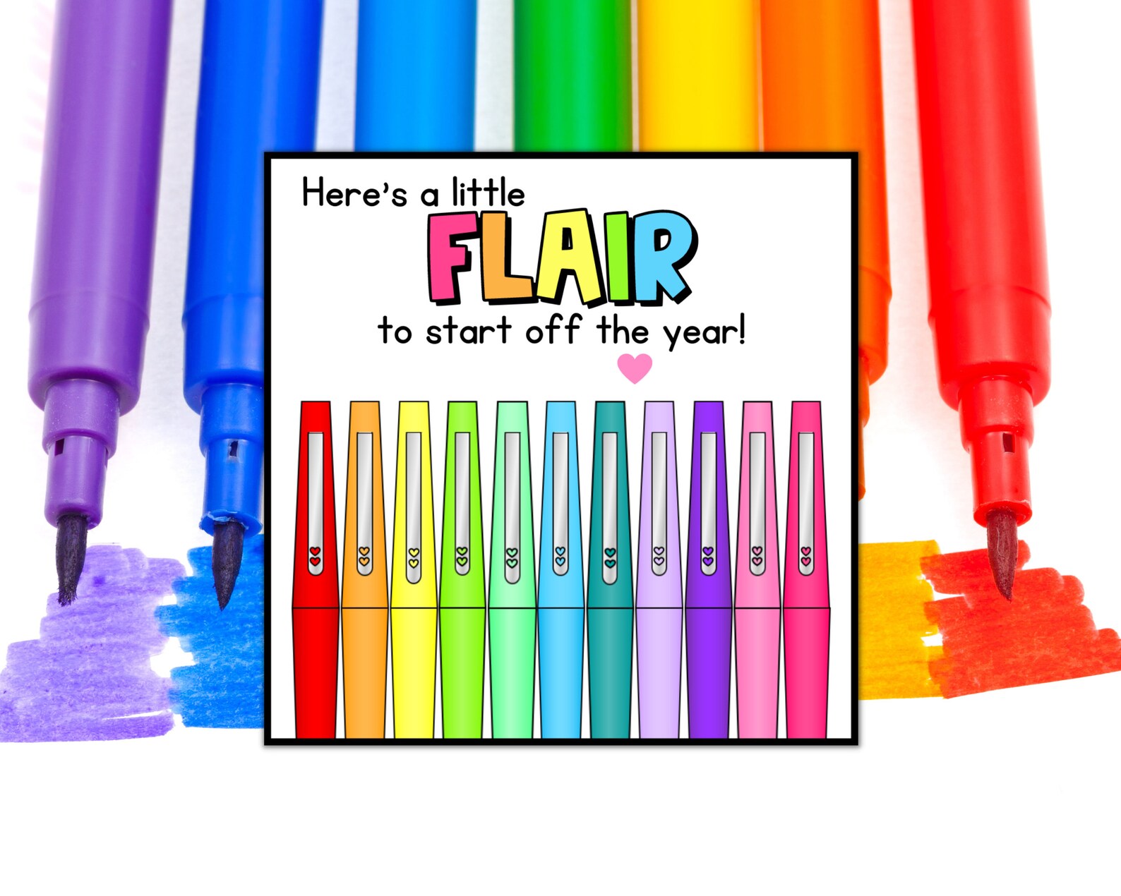 Back to School Teacher Gift Tag, Flair Pen Gift Tag, First Day of ...