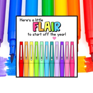Back to School Teacher Gift Tag, Flair Pen Gift Tag, First Day of ...