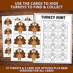 Printable Turkey Hunt Game, Thanksgiving Scavenger Hunt, Thanksgiving ...