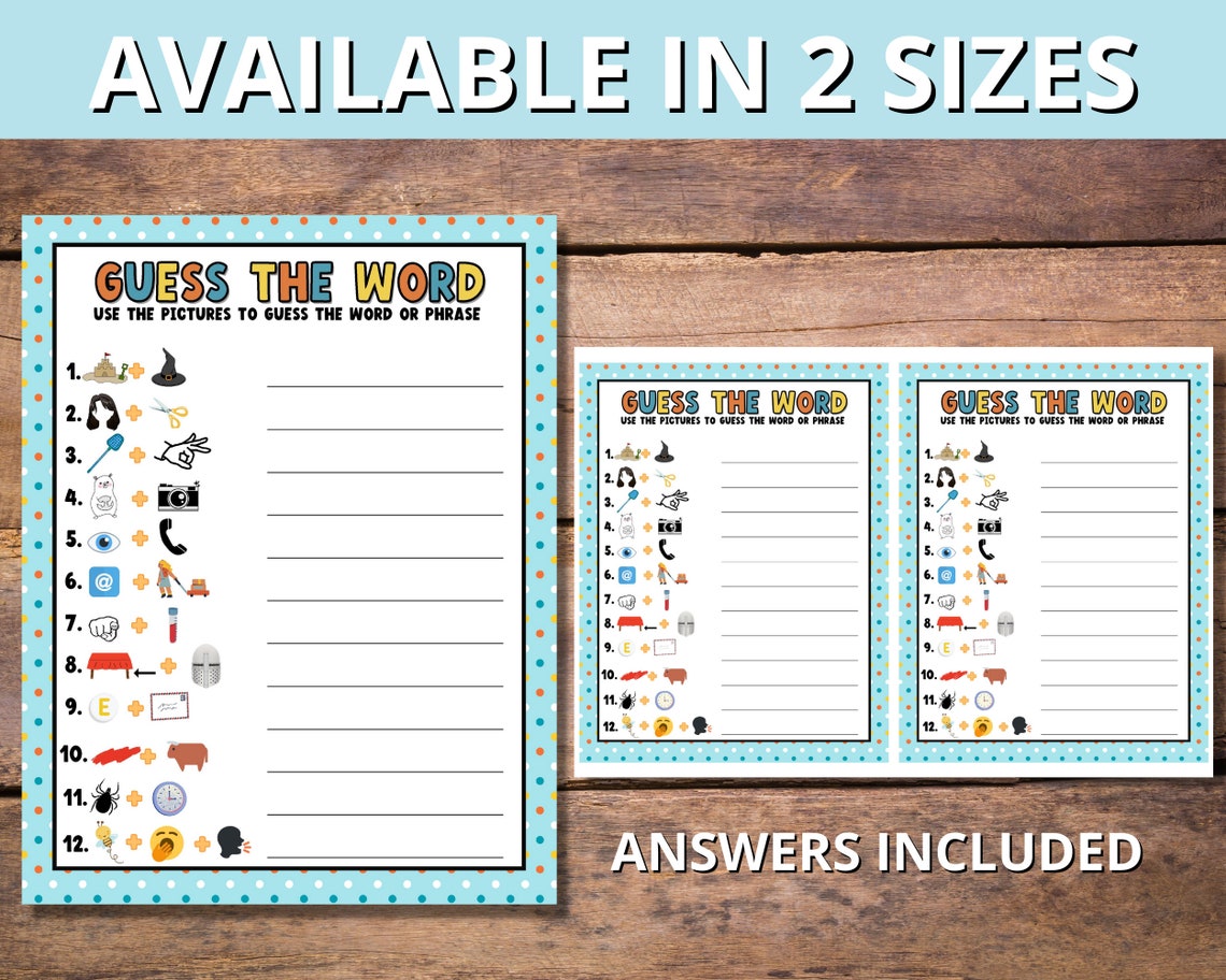 Guess the Word Game Rebus Puzzles and Brain Teasers Rainy - Etsy Canada