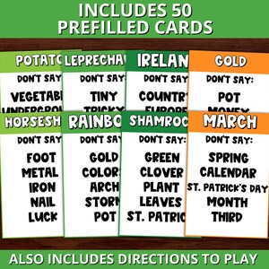 St. Patrick's Day Printable Party Game, Banned Babble A Forbidden Words ...