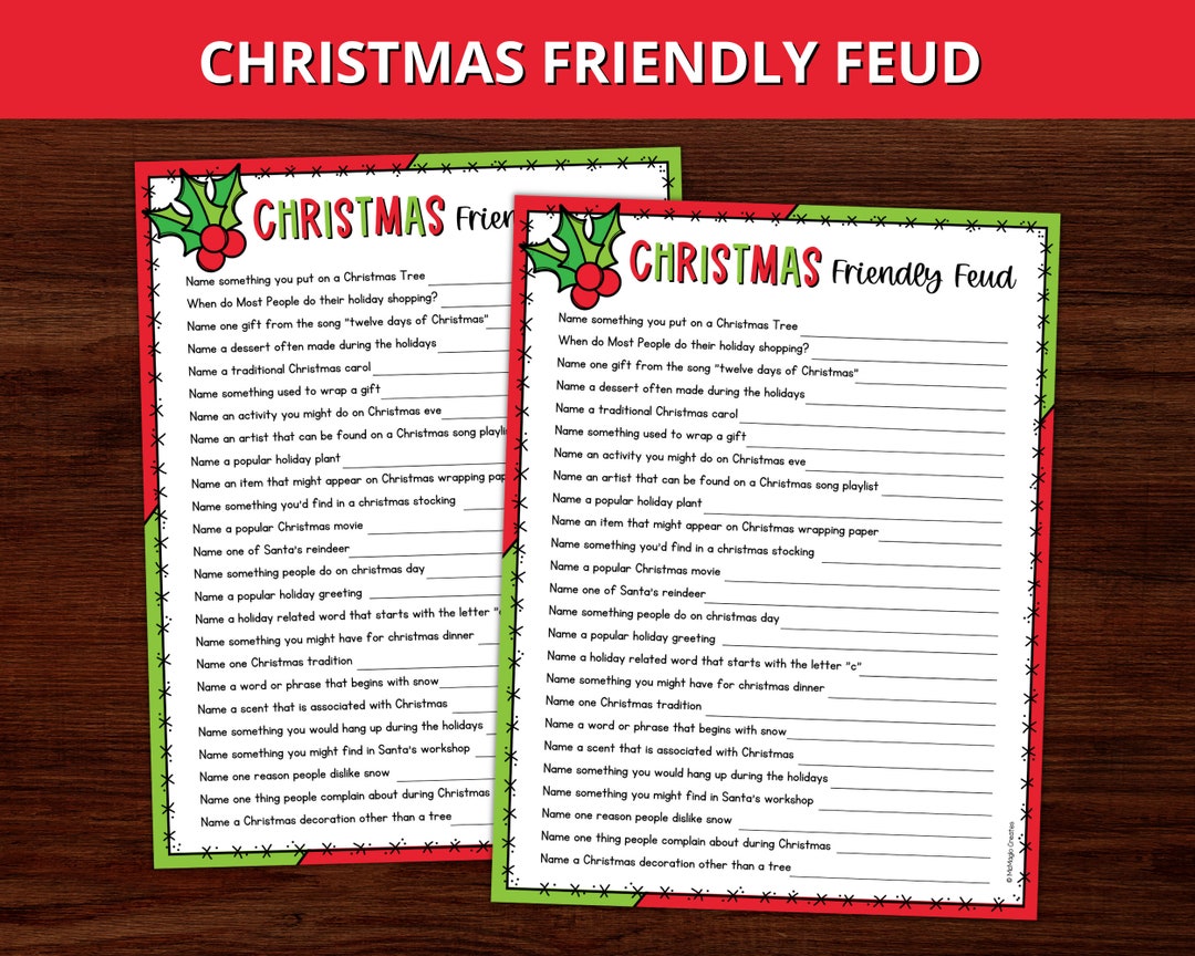 Christmas Friendly Feud Game, Holiday Friendly Feud, Christmas Trivia ...