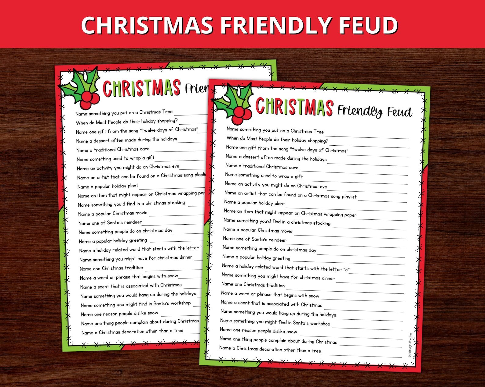 Christmas Friendly Feud Game, Holiday Friendly Feud, Christmas Trivia ...