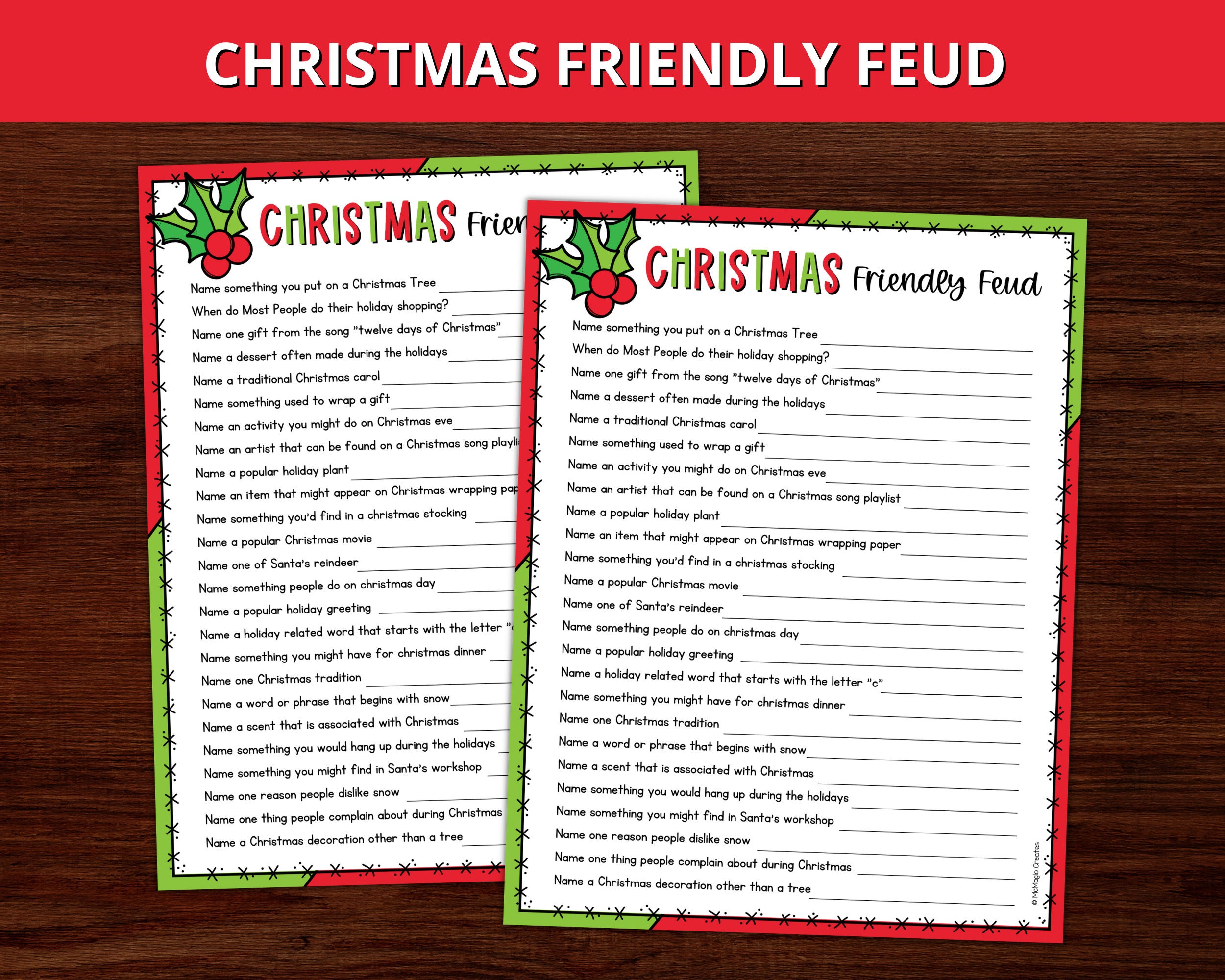 Christmas Friendly Feud Game, Holiday Friendly Feud, Christmas Trivia ...