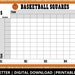 Printable Basketball Squares Game, Basketball Pool Grid, 100 Squares ...