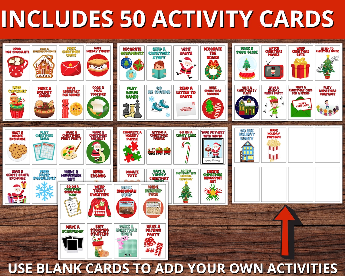 Christmas Advent Calendar Activity Cards Family Holiday - Etsy