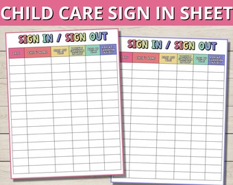 Daycare Sign in and Out Sheet - Etsy