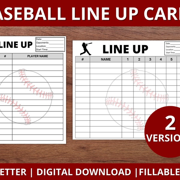 Baseball Line up Pdf - Etsy
