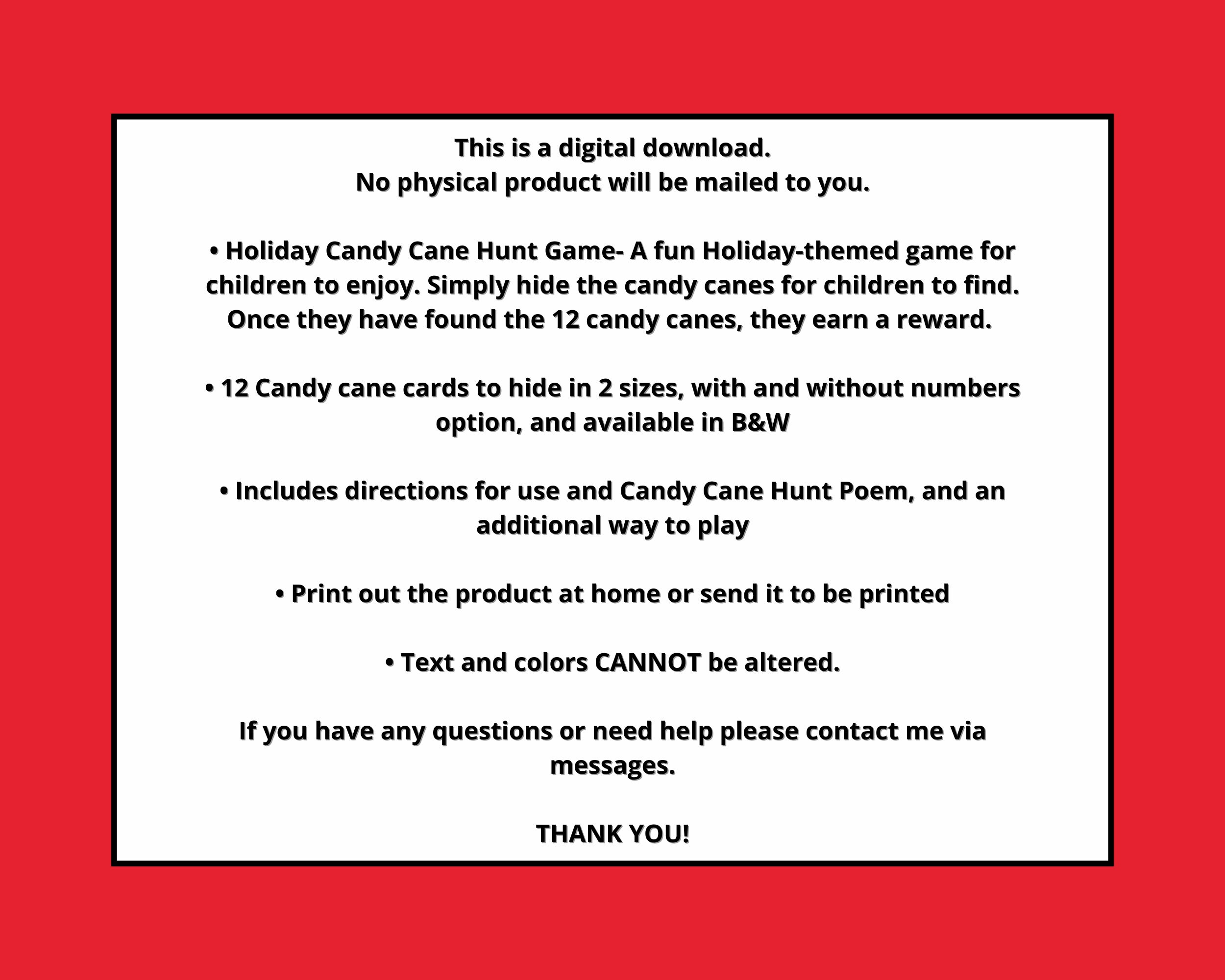 Printable Candy Cane Hunt Game, Candy Cane Scavenger Hunt, Holiday Game ...