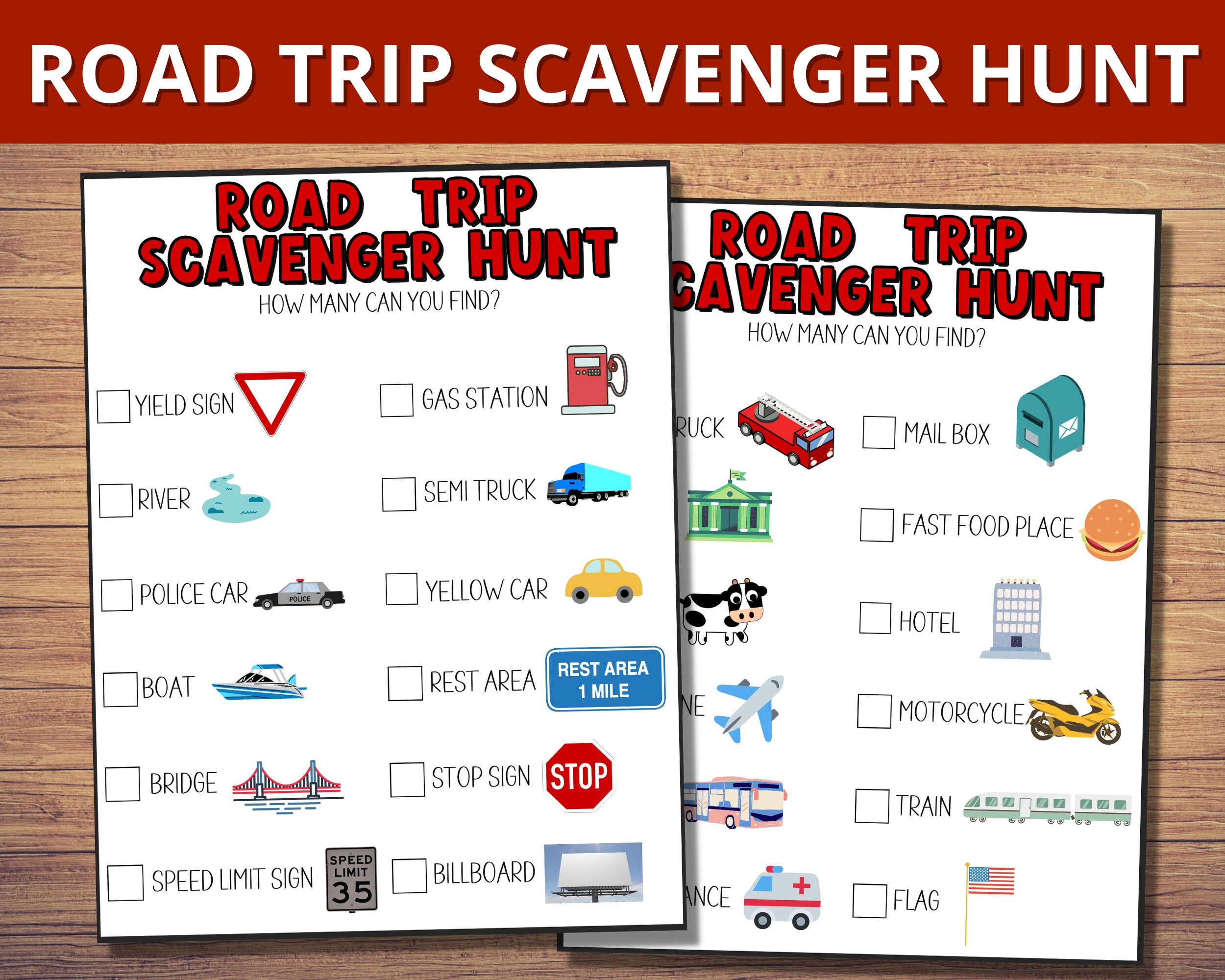 Road Trip Scavenger Hunt, Scavenger Hunt Printable for Kids, Car Ride ...