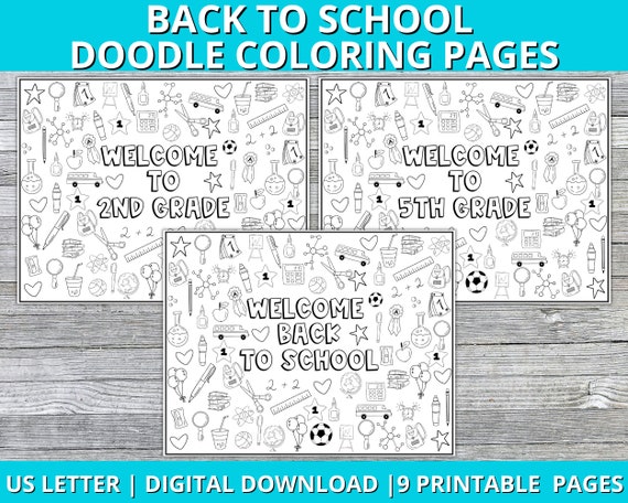Back to School Coloring Pages Welcome Back to School Coloring - Etsy