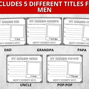 Father's Day Writing Activity, Father's Day Questionnaire, 3 Reasons ...