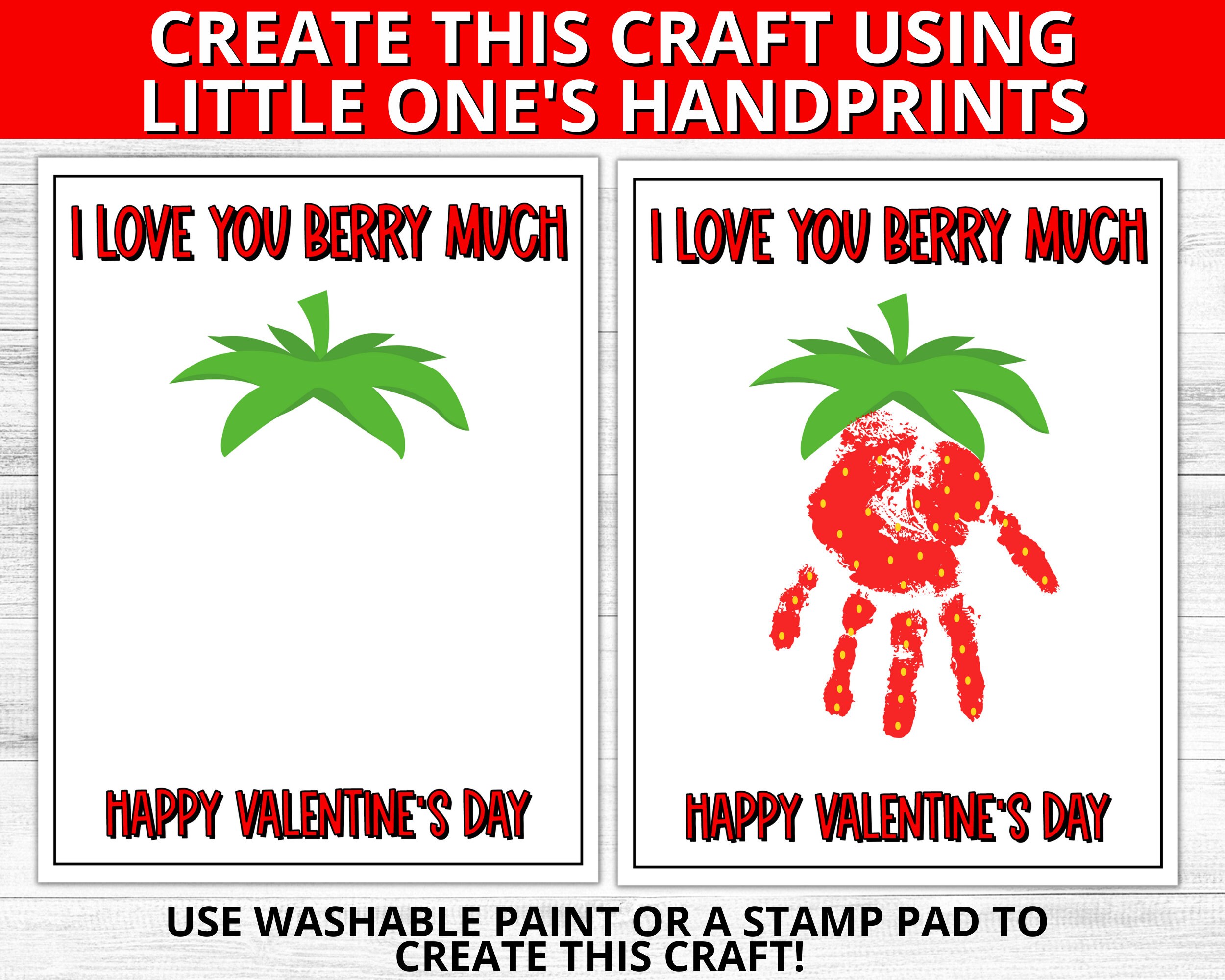 Valentine's Day Handprint Art, Strawberry Valentine's Day Handprint ...