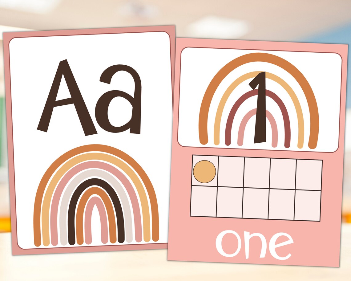 Neutral Boho Alphabet and Number Posters Boho Classroom Décor - Etsy