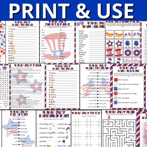 Fourth of July Printable Activities Bundle, 4th of July Games ...
