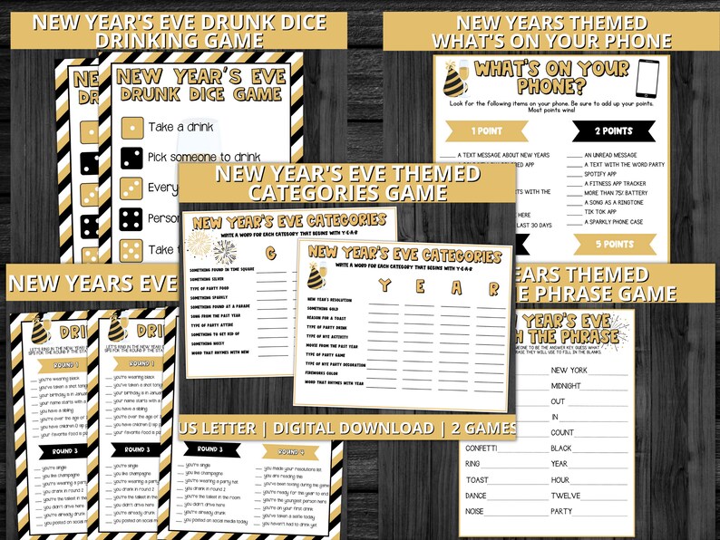 New Year's Eve Party Game Bundle, NYE Party Games, New Year's Eve Party ...