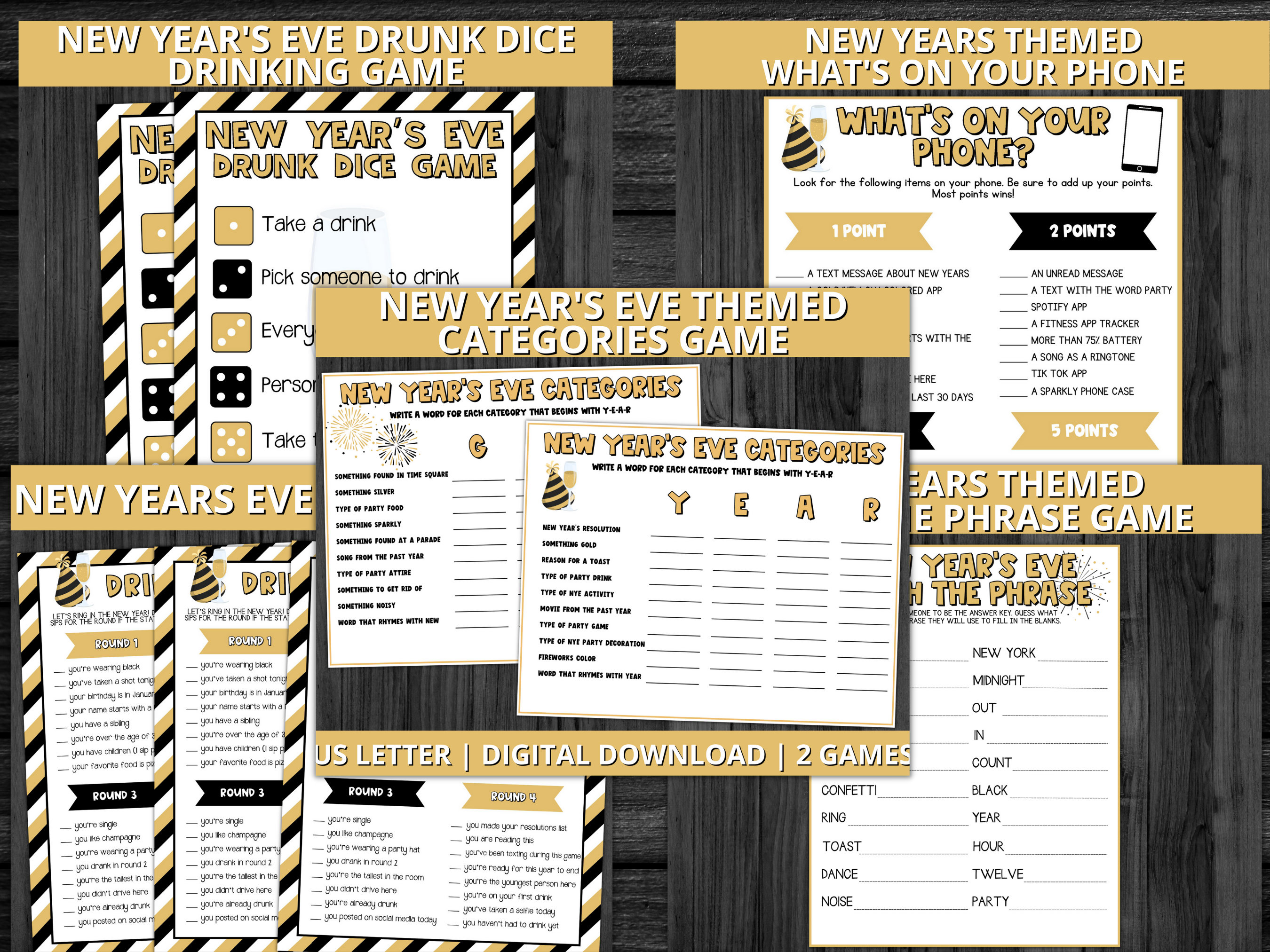 New Year's Eve Party Game Bundle, NYE Party Games, New Year's Eve Party ...