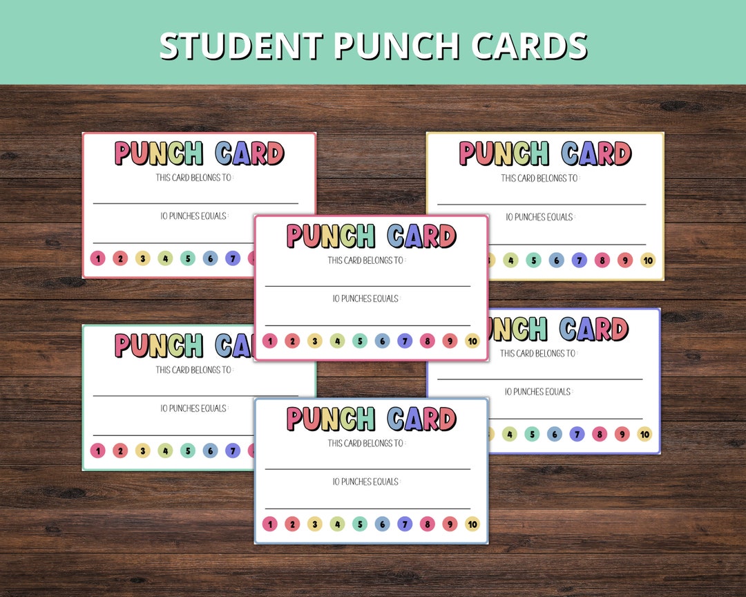 Classroom Reward Punch Cards, Student Punch Cards, Classroom Management ...