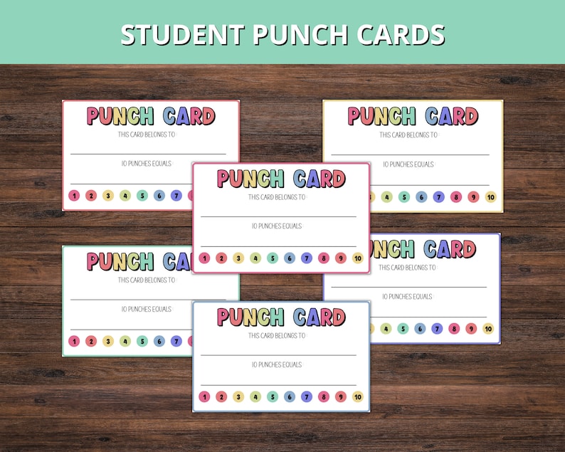 Classroom Reward Punch Cards, Student Punch Cards, Classroom Management ...