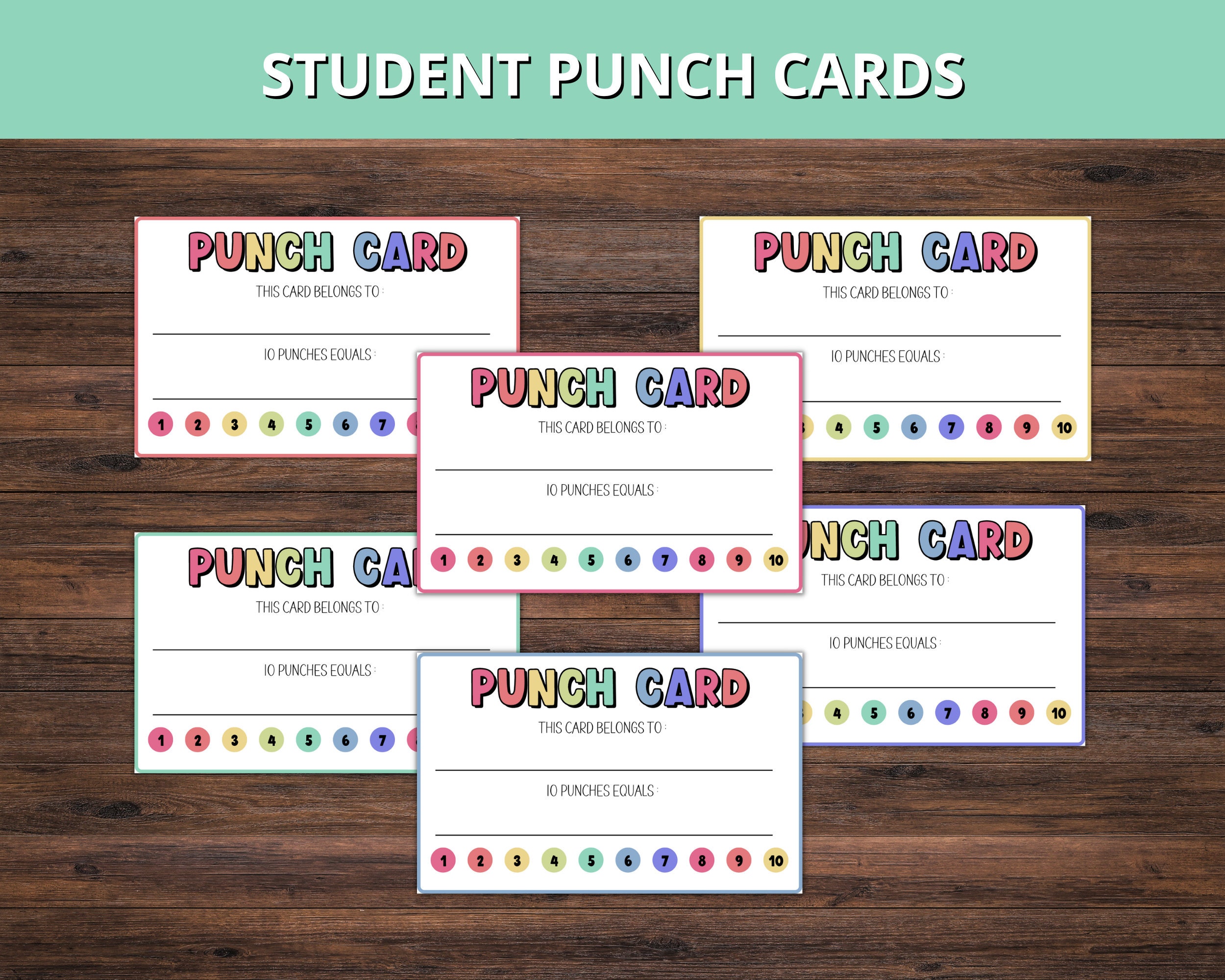 Classroom Reward Punch Cards, Student Punch Cards, Classroom Management ...