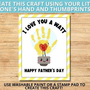 Father's Day Handprint Art Keepsake, I Love You a Watt Father's Day ...