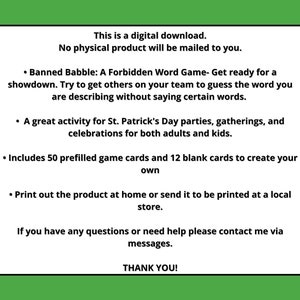St. Patrick's Day Printable Party Game, Banned Babble A Forbidden Words ...