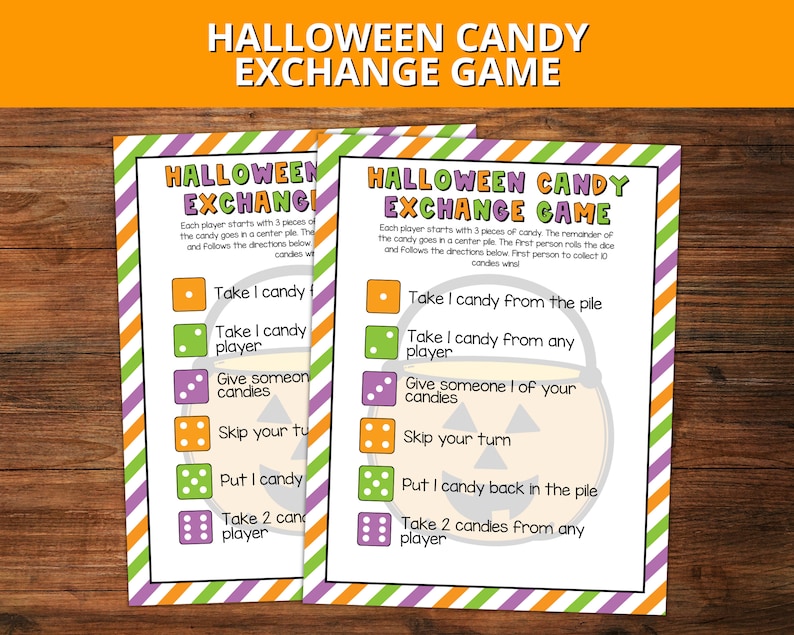 Halloween Candy Exchange Dice Game, Candy Dice Game Printable ...
