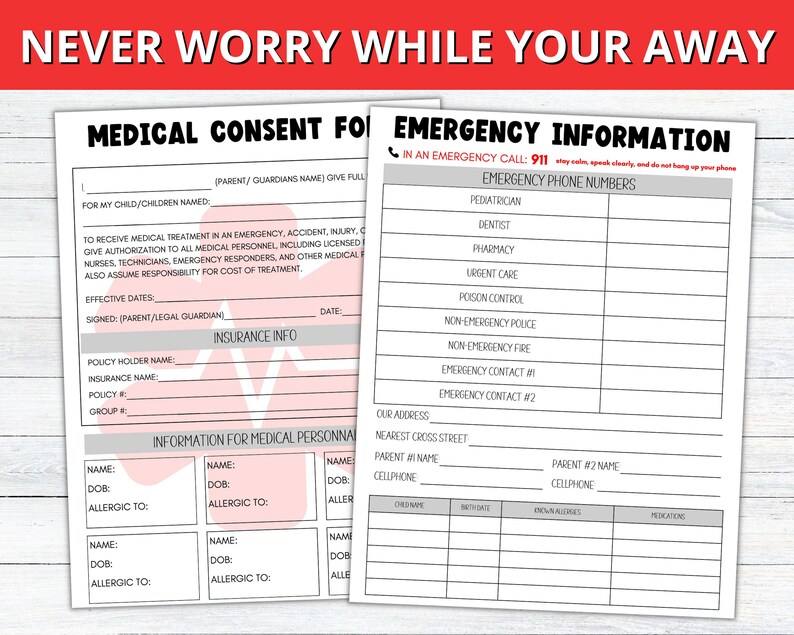Child Care Emergency Contact Information Sheet, Incase of Emergency ...
