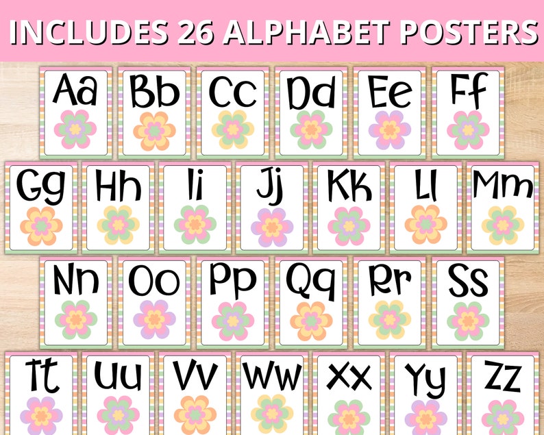 Pastel Rainbow Alphabet and Number Posters Groovy Classroom - Etsy