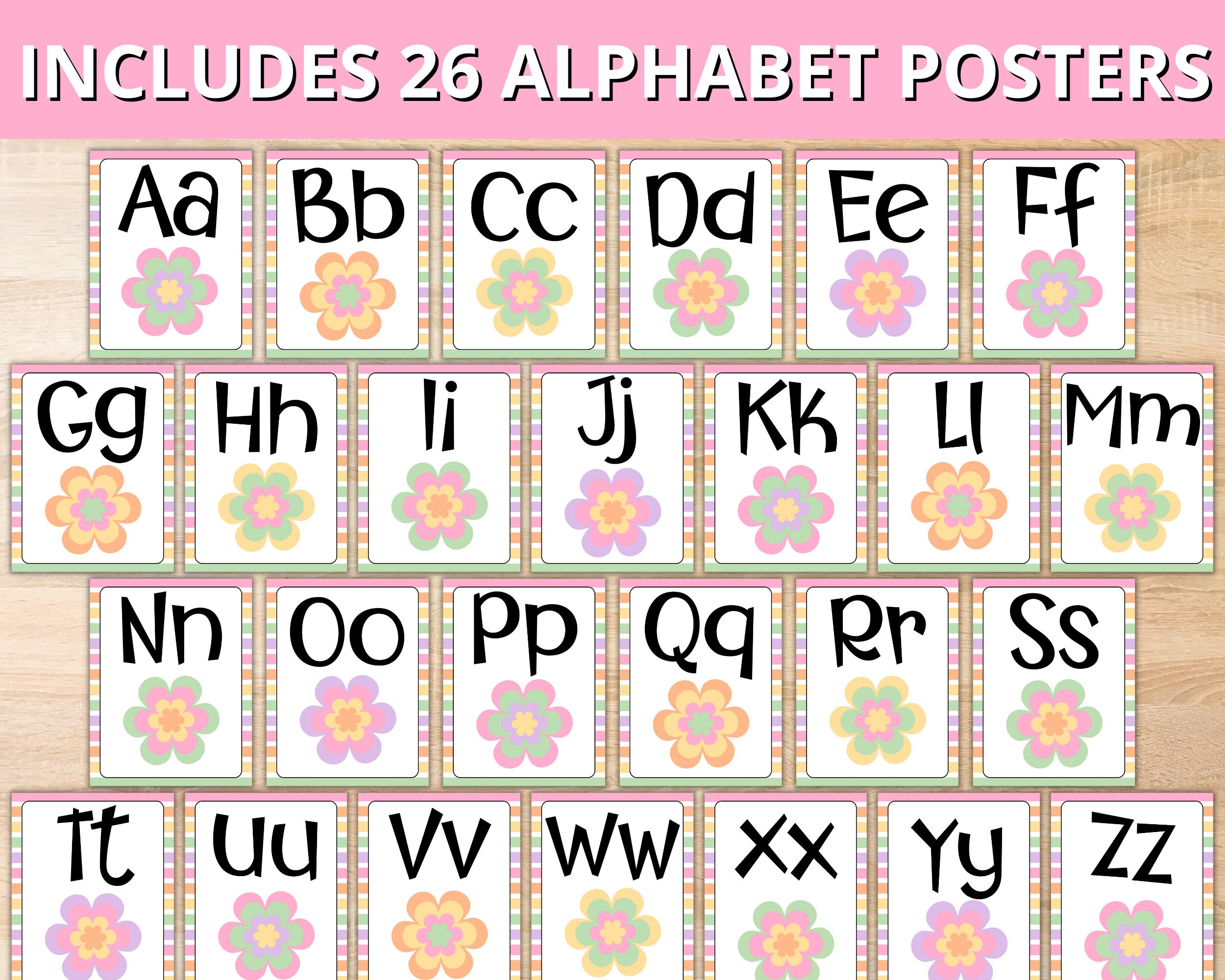 Pastel Rainbow Alphabet and Number Posters, Groovy Classroom Décor - Etsy
