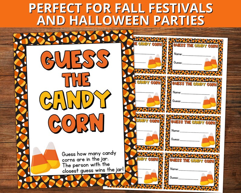 Candy Corn Guessing Game, Fall Harvest Game, Halloween Party Games for ...