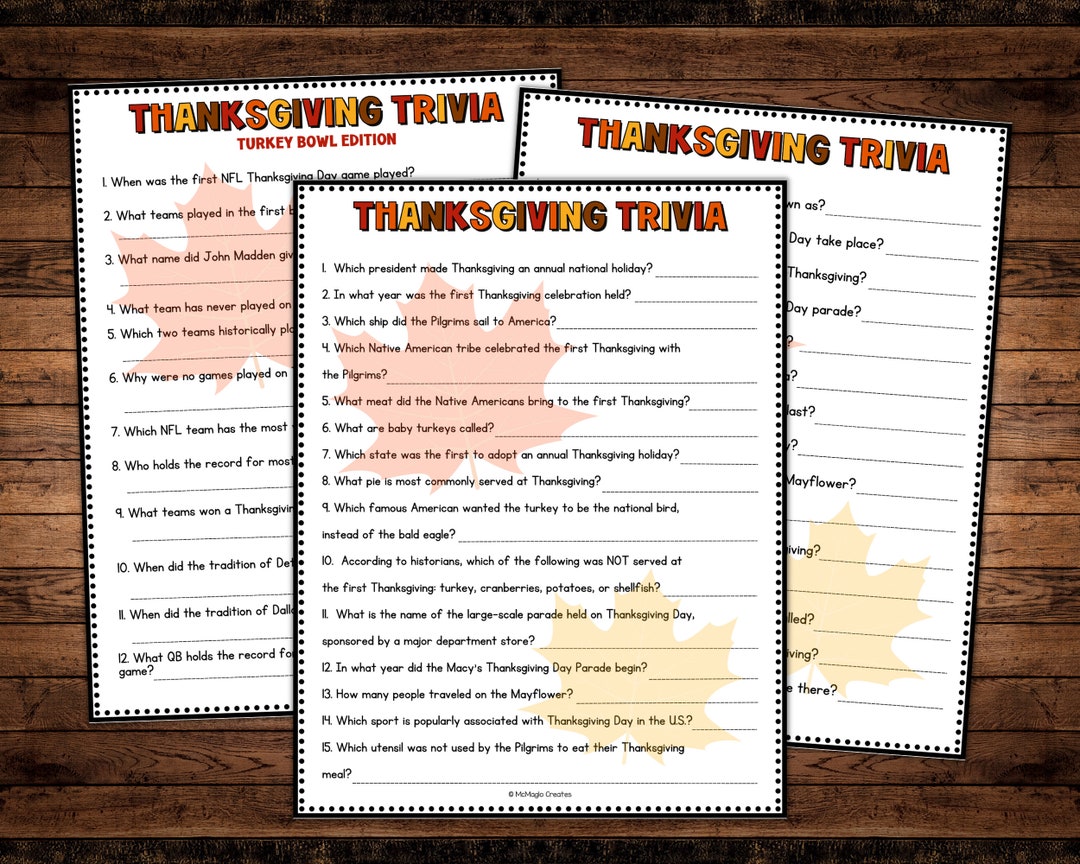 Thanksgiving Trivia Games, Thanksgiving Printable Games, Trivia Game ...