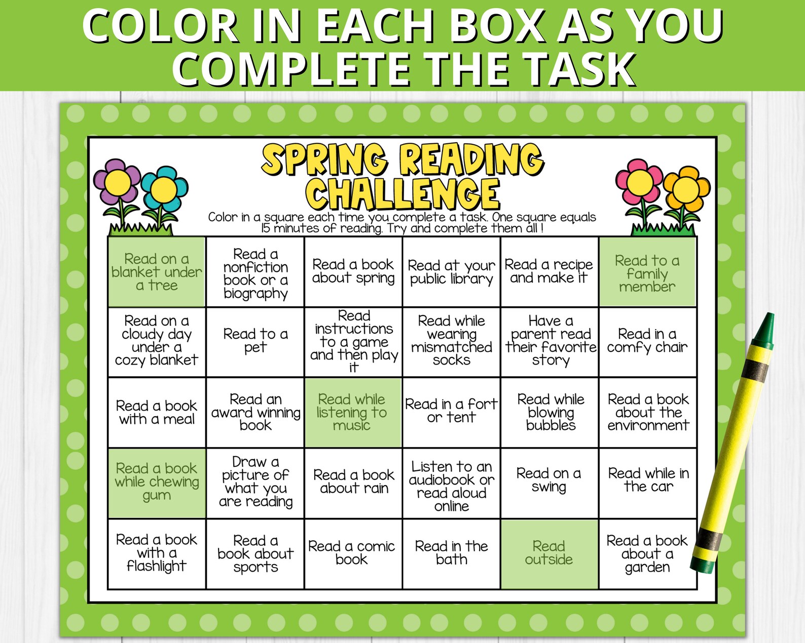 Spring Reading Challenge for Kids, Reading Printable Activities, Kids ...