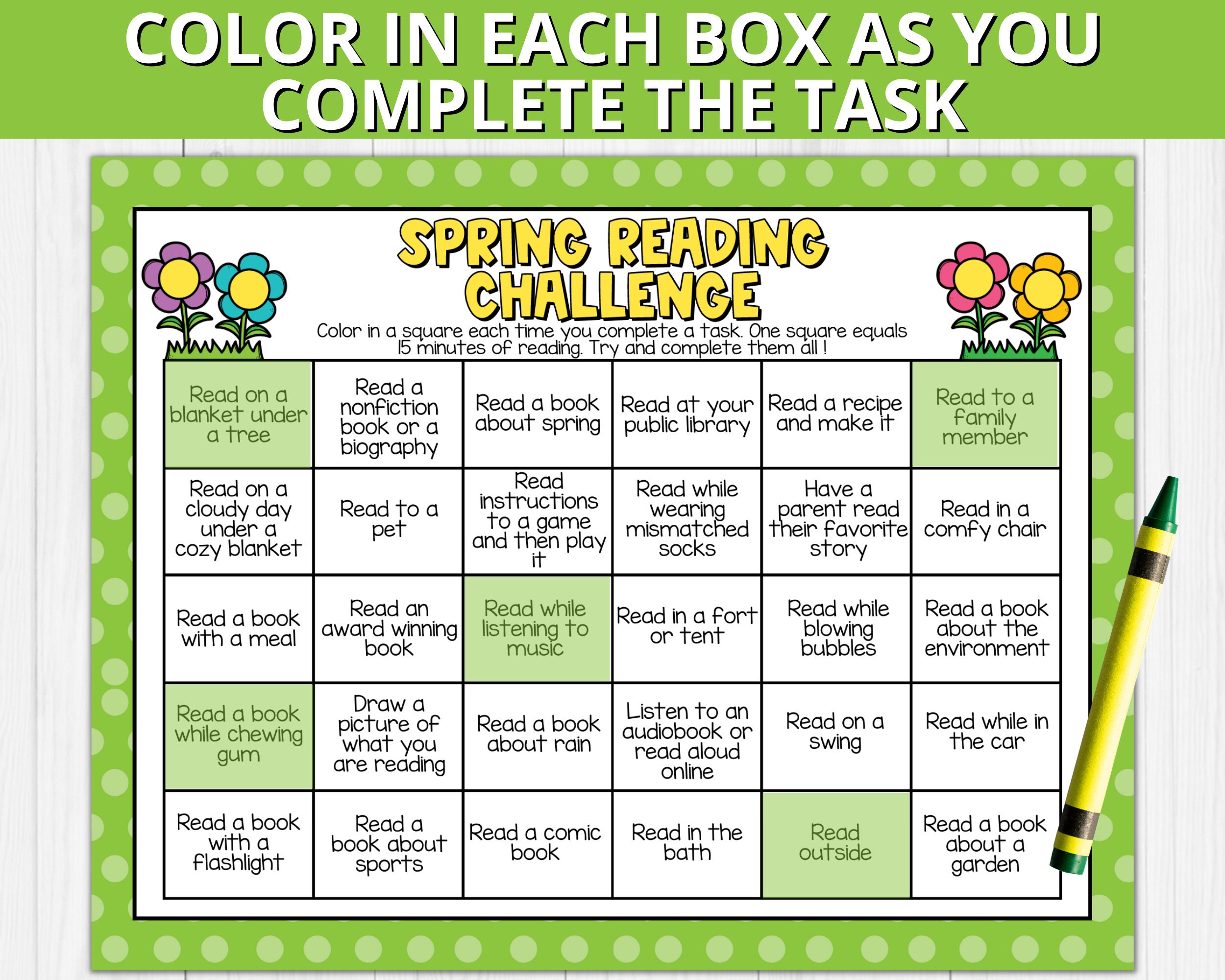 Spring Reading Challenge for Kids, Reading Printable Activities, Kids ...